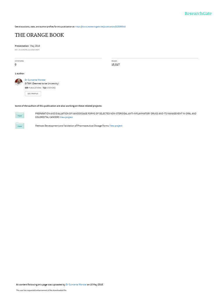 The Orange Book | PDF | Food And Drug Administration | Generic Drug