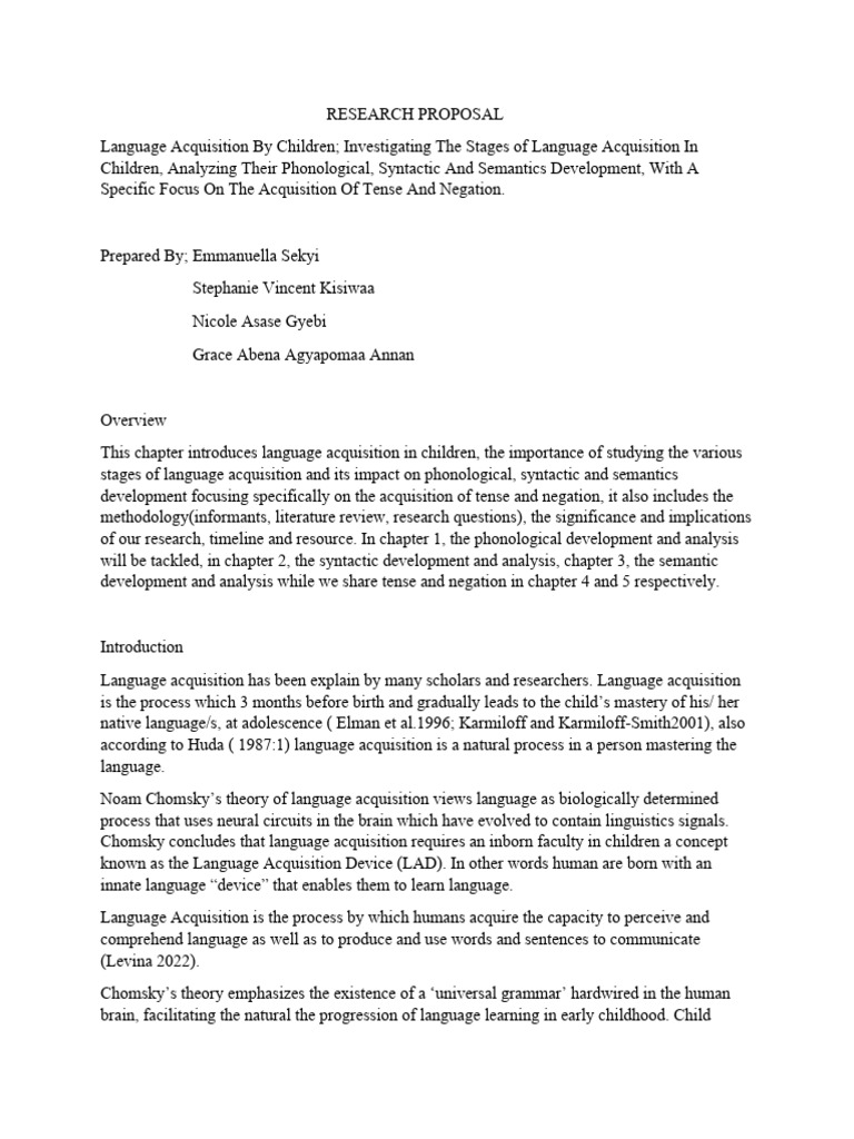 Research Proposal Pdf Language Acquisition Syntax 