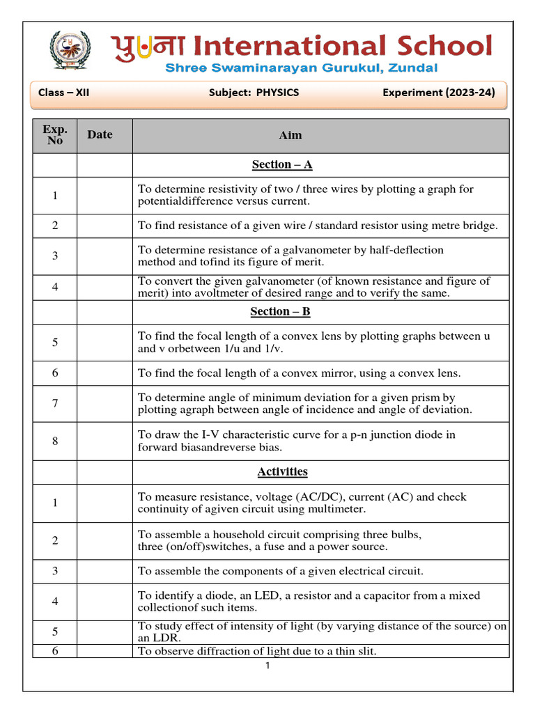 G12 Physics 23-24 | PDF