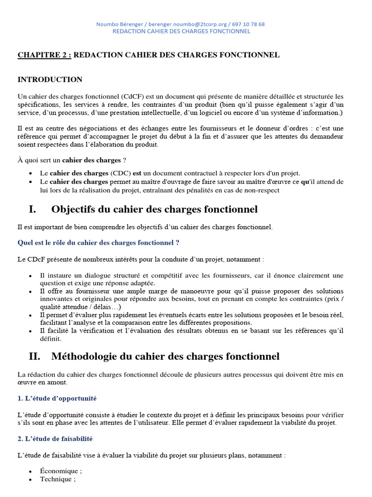 Chapitre2-Redaction Cahier de Charge | PDF