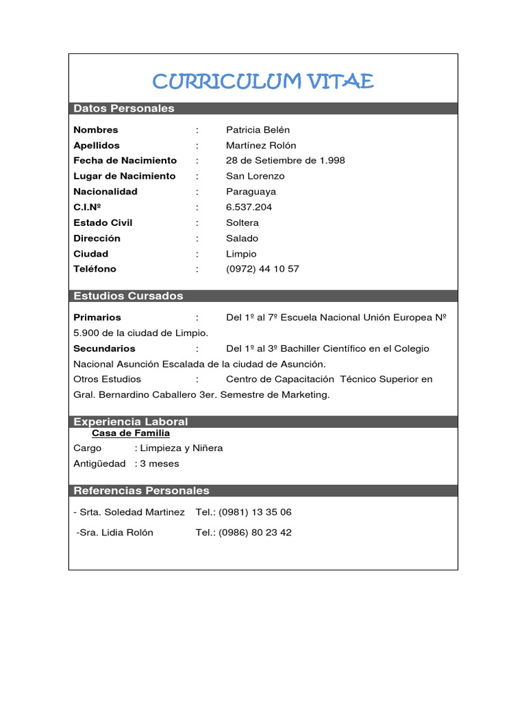 Curriculum - Patricia Martinez | PDF