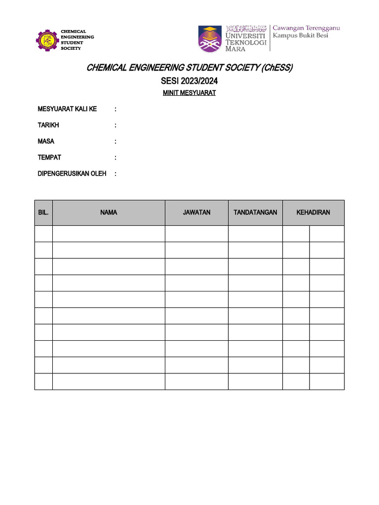 Template Minit Mesyuarat Program | PDF