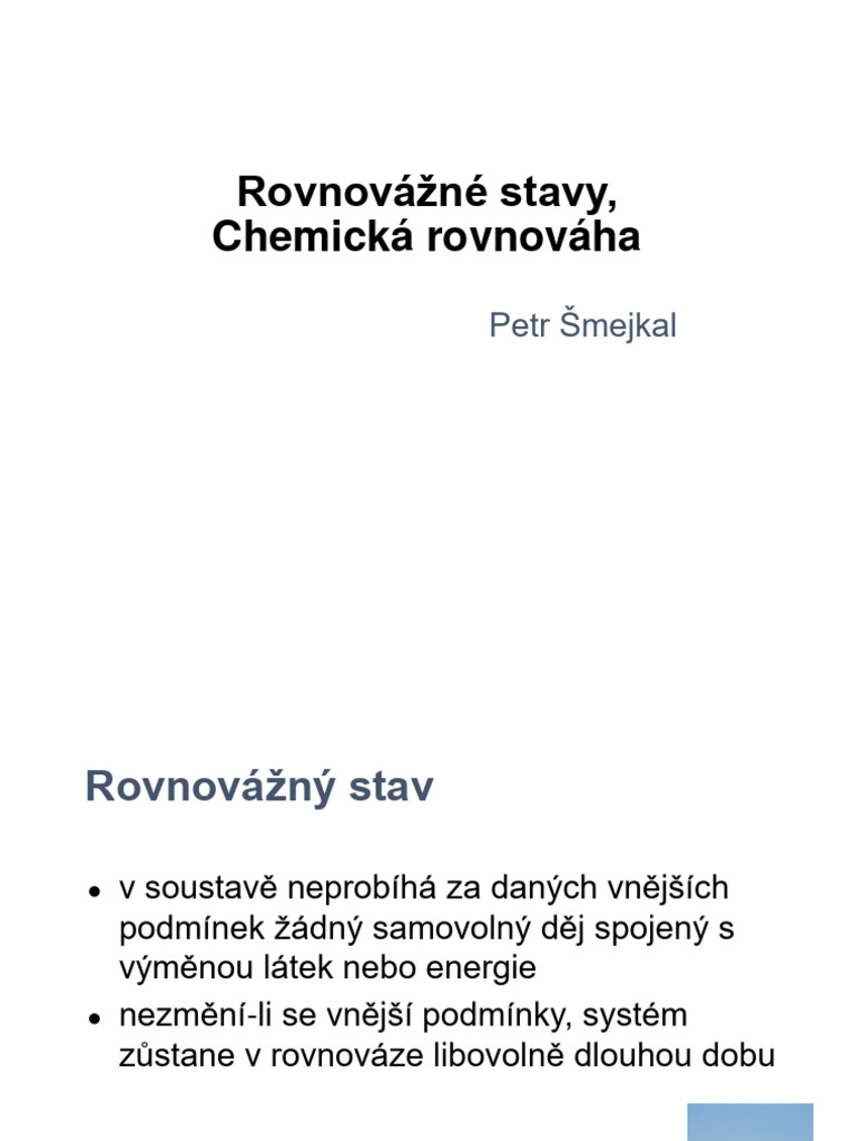 8,9 Rovnovazne Stavy A Chemicka Rovnovaha | PDF