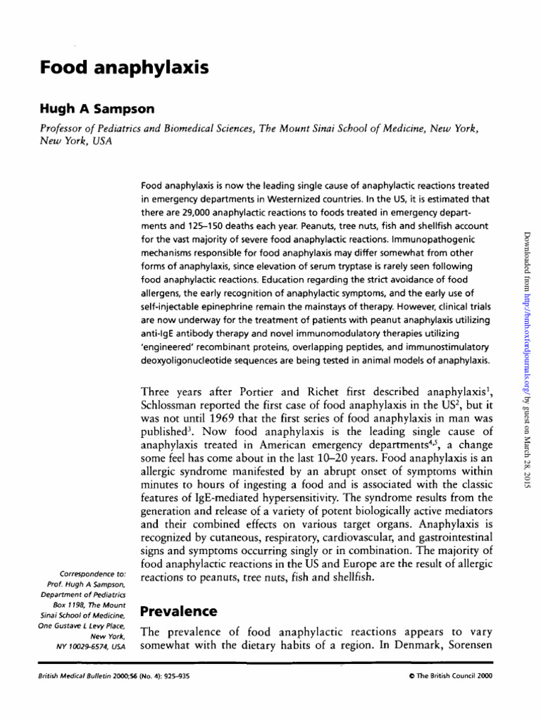 Food Anaphylaxis | PDF | Allergy | Food Allergy