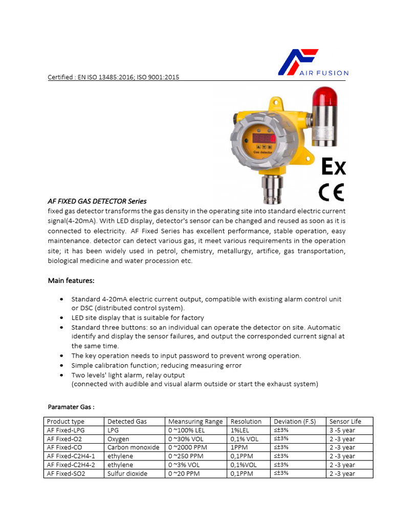 Fixed Gas Brosur | PDF | Sensor | Oxide