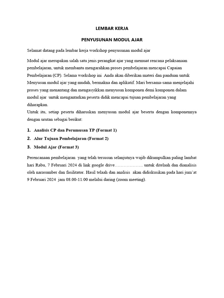 LEMBAR KERJA - MODUL AJAR | PDF