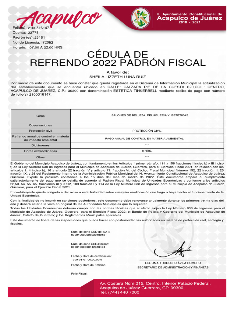 Formato Cedula de Refrendo Padron Fiscal 2023 | PDF | Justicia | Crimen y violencia