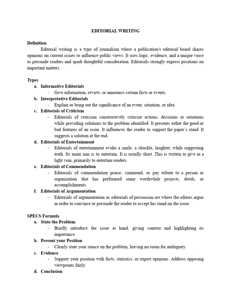 Editorial and Column Handout (Eng & Fil) | PDF | Argument | Logic