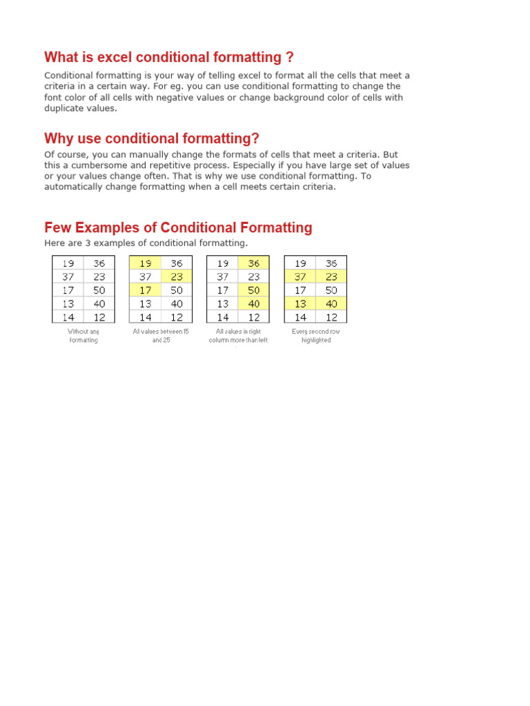 Conditional Formatting | PDF | Writing Implements | Equipment