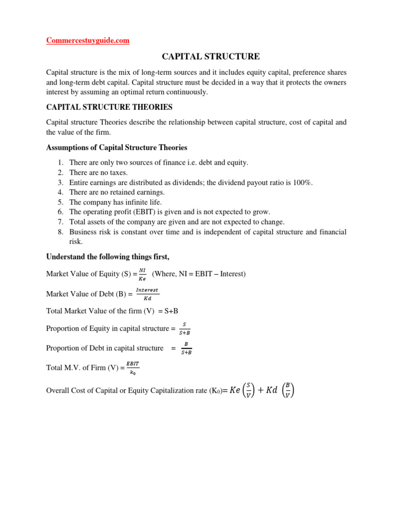 Capital Structure Theories | PDF | Capital Structure | Cost Of Capital