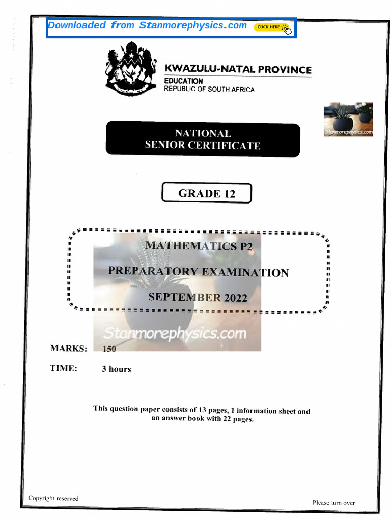 Maths Grade 12 SEPT 2022 P2 and Memo | PDF