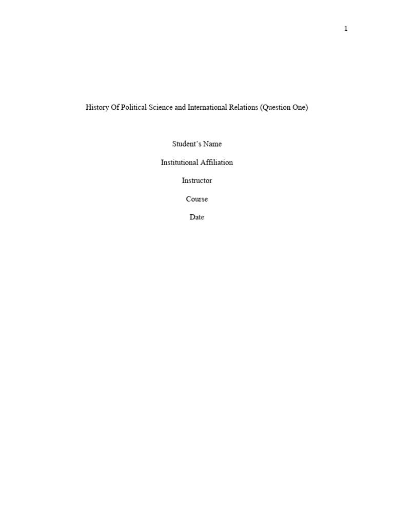 History of Political Science and International Relations (Question One ...