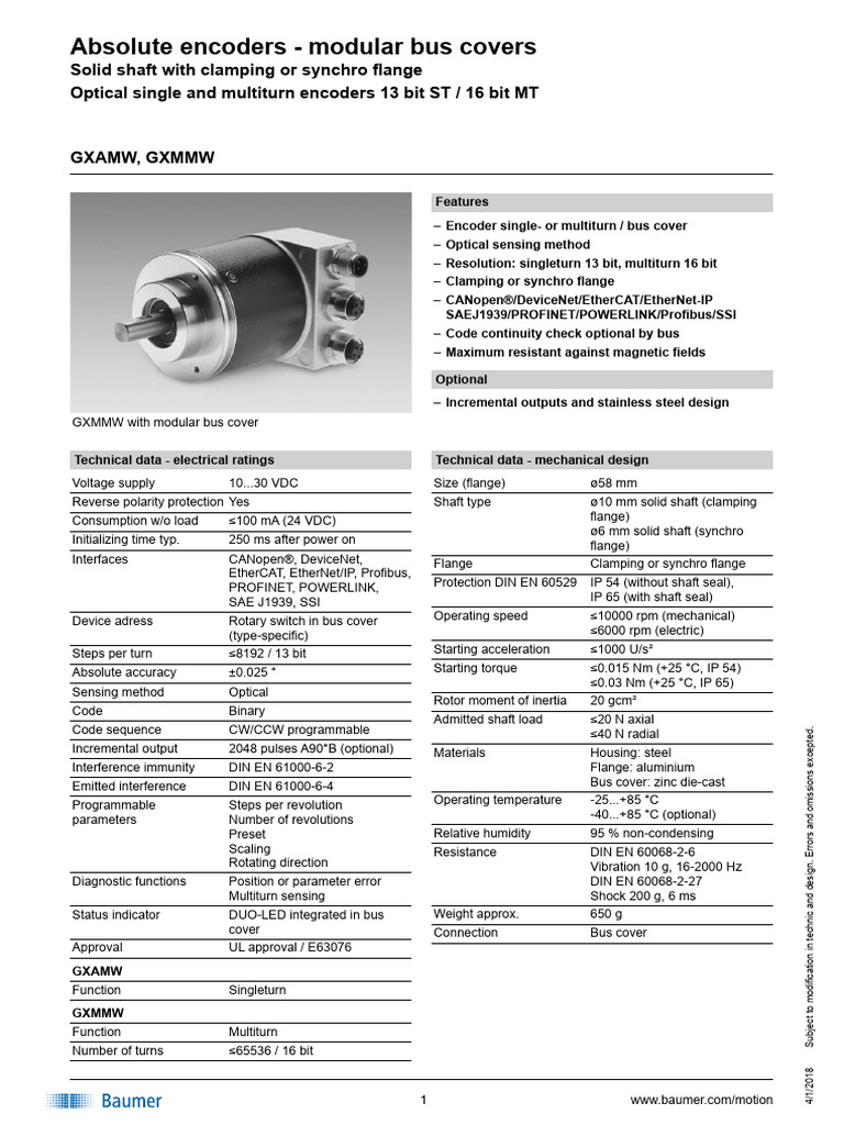 Baumer GXAMW GXMMW DS EN | PDF | Mechanical Engineering | Equipment