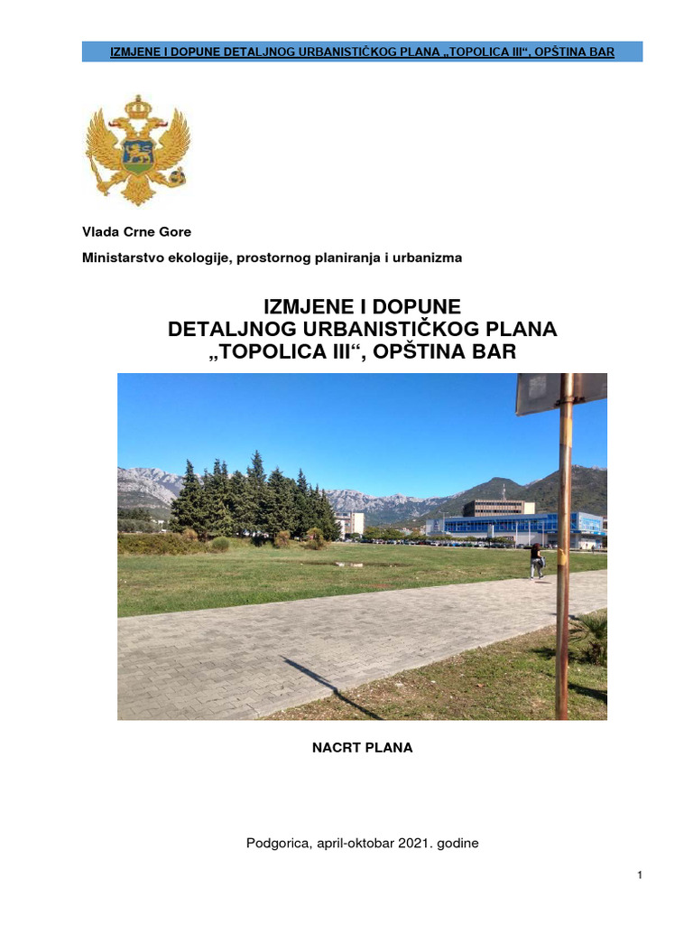 Nacrt Izmjena I Dopuna Detaljnog Urbanistickog Plana Topolica III ...