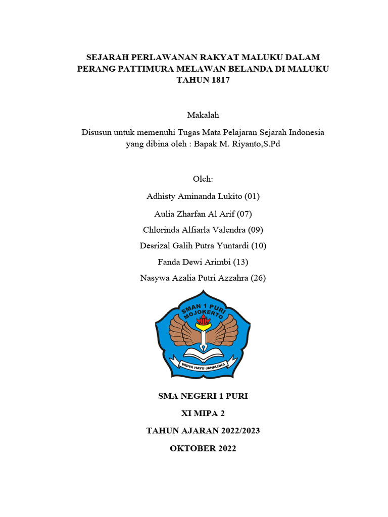 Sejarah Perlawanan Rakyat Maluku Dalam Perang Pattimura Melawan Belanda ...