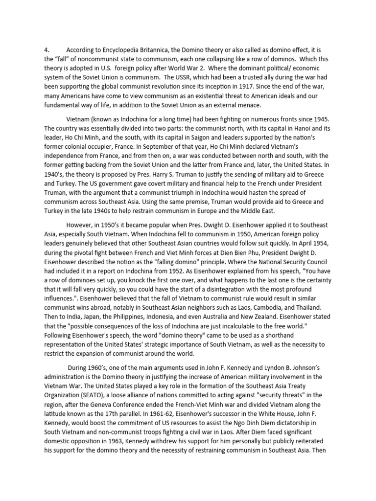 Domino Theory | PDF | Vietnam War | North Vietnam