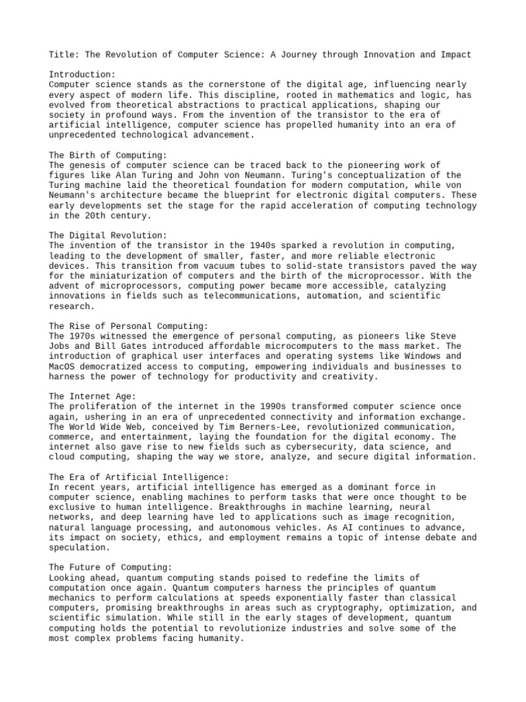 Computer Science 3 | PDF | Computer Science | Computing