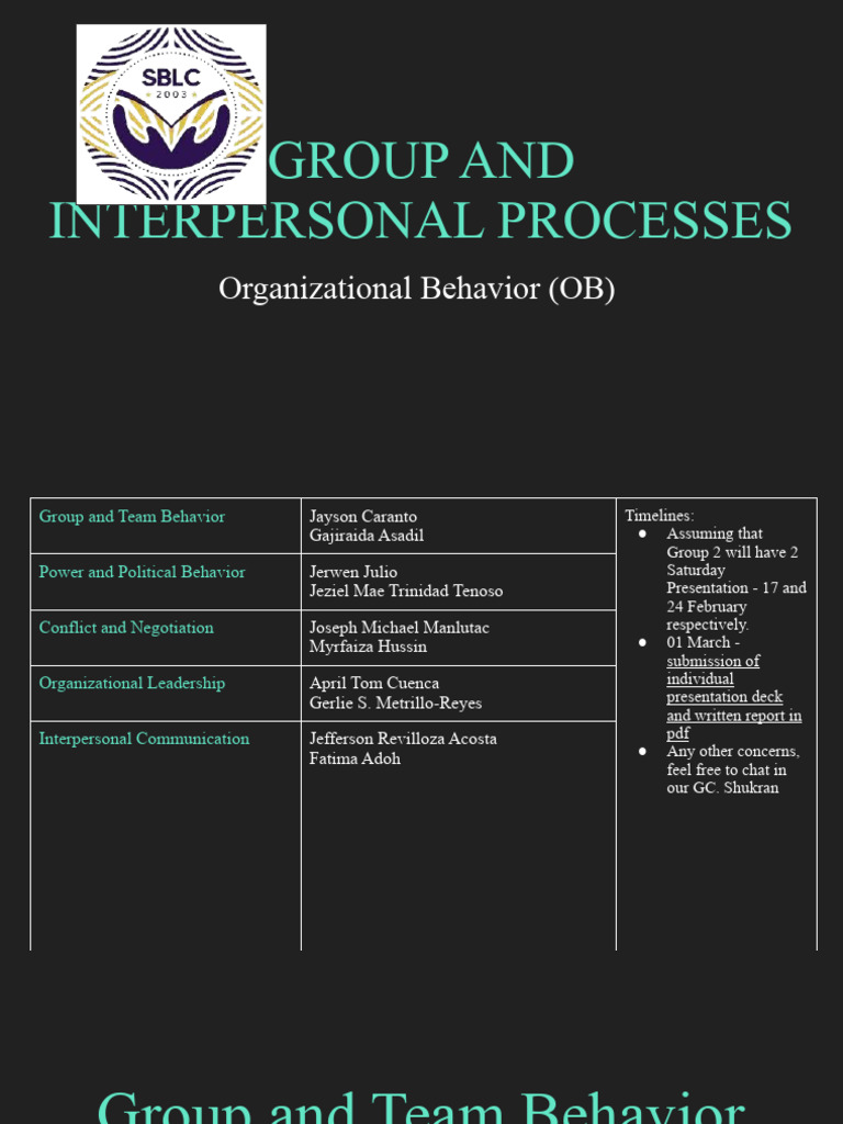 Group 3 - Group & Interpersonal Processes | PDF | Social Psychology ...
