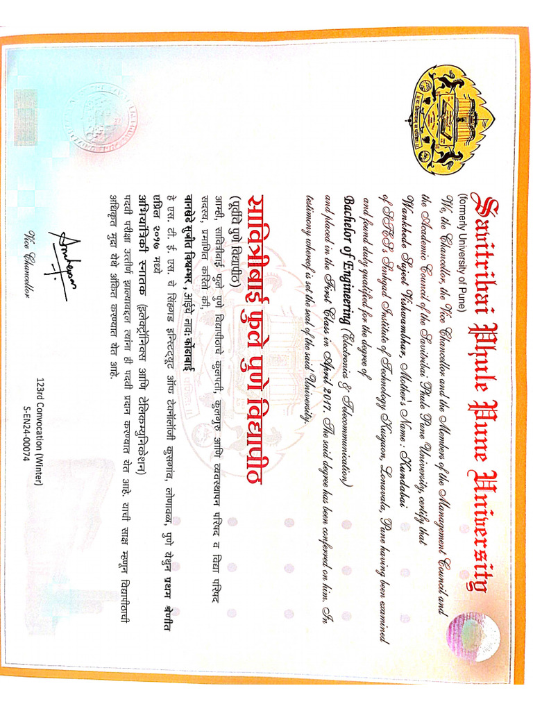 Degree Certificate Pdf