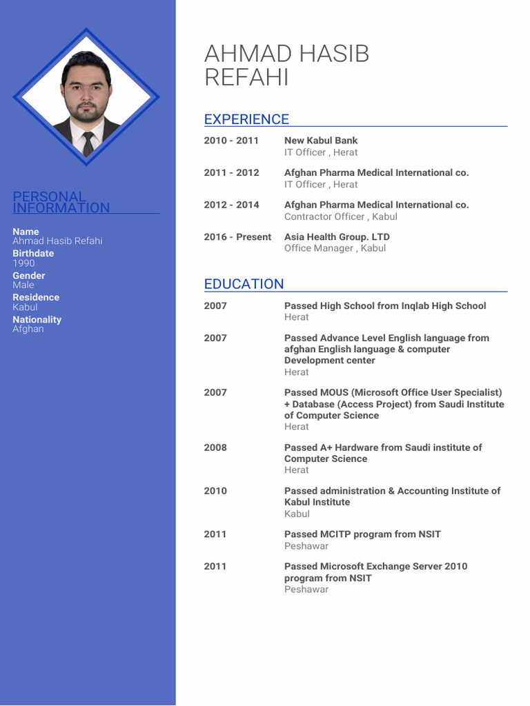 My CV | PDF | Afghanistan | Computing