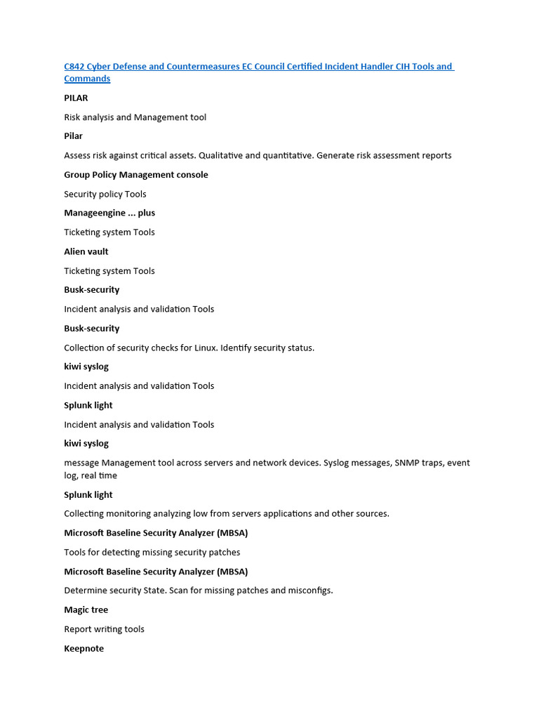 C842 Cyber Defense and Countermeasures EC Council Certified Incident ...