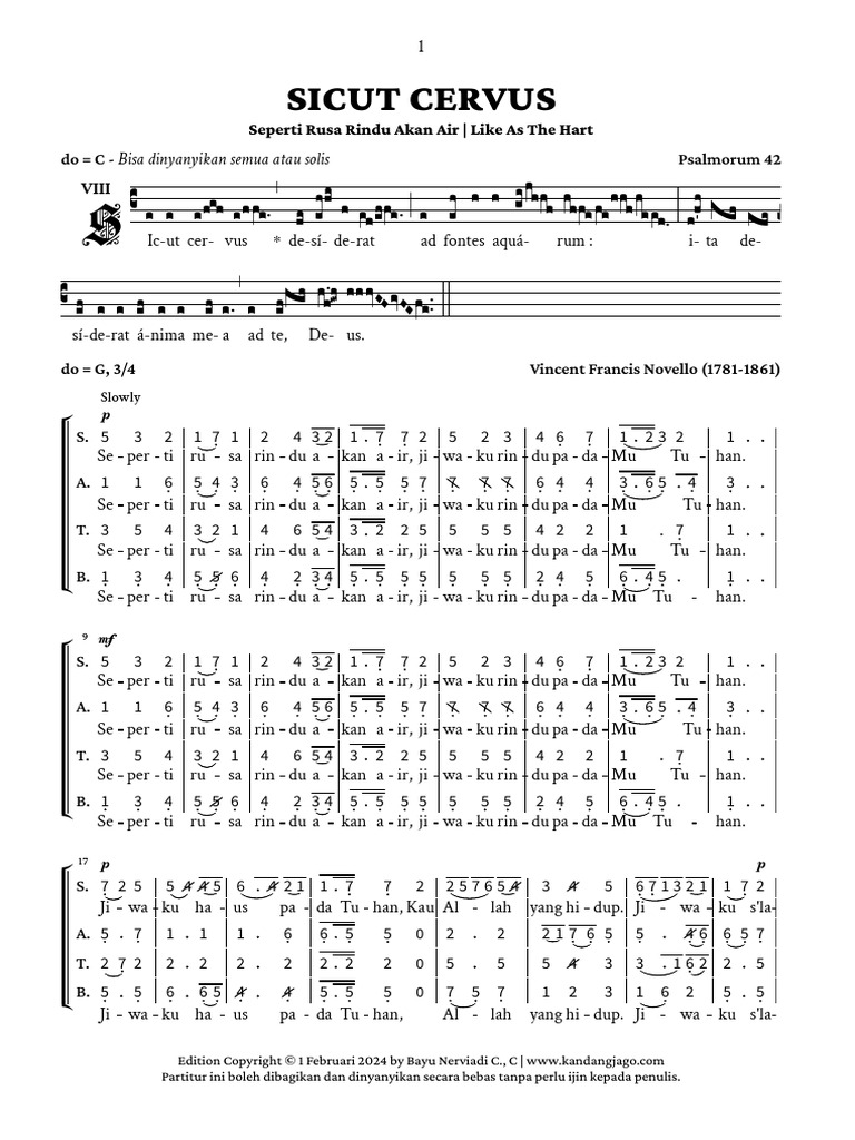 Sicut Cervus - Seperti Rusa Rindu | PDF