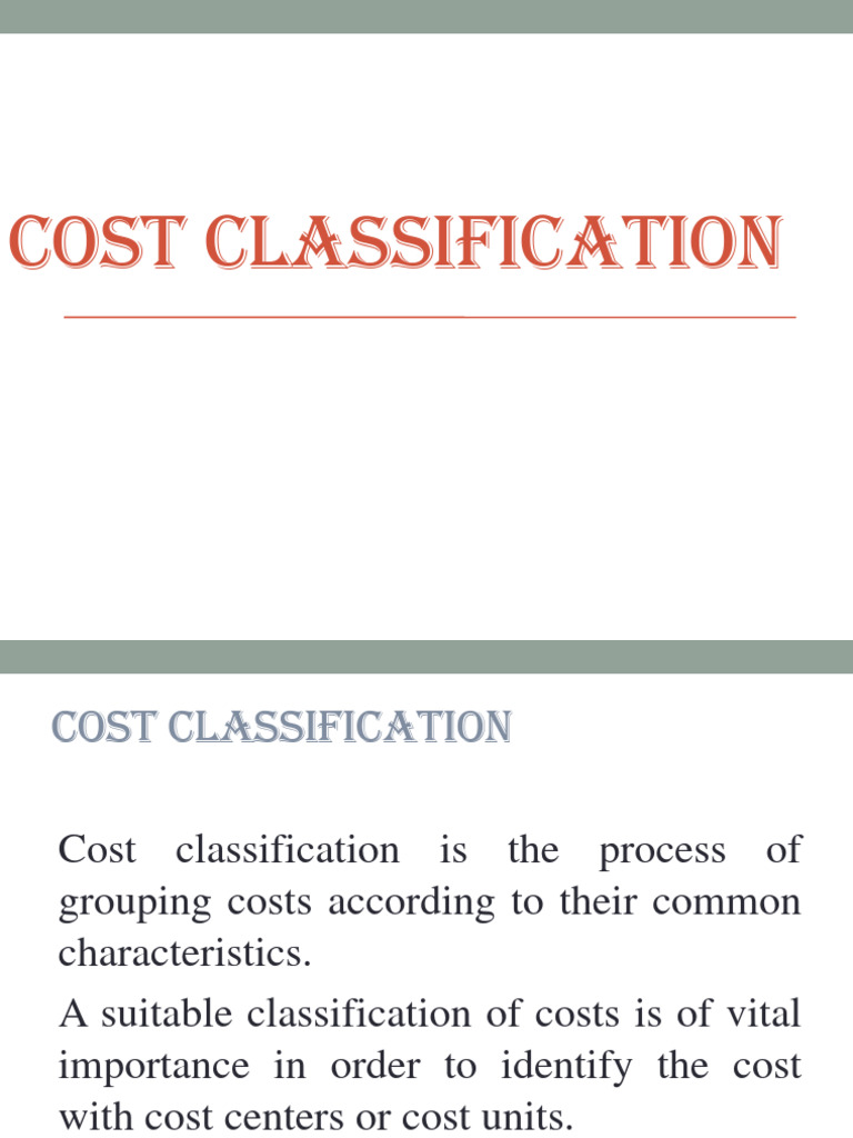Cost Classification Pdf Cost Product Business