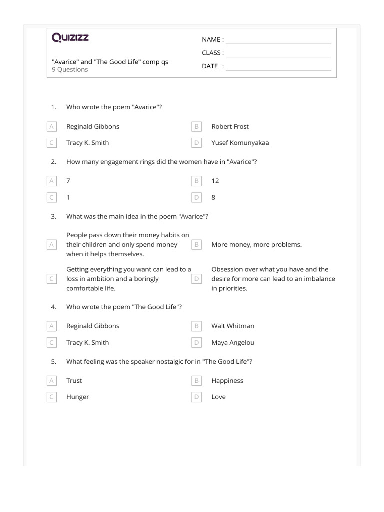 Avarice and The Good Life Comp Qs | PDF