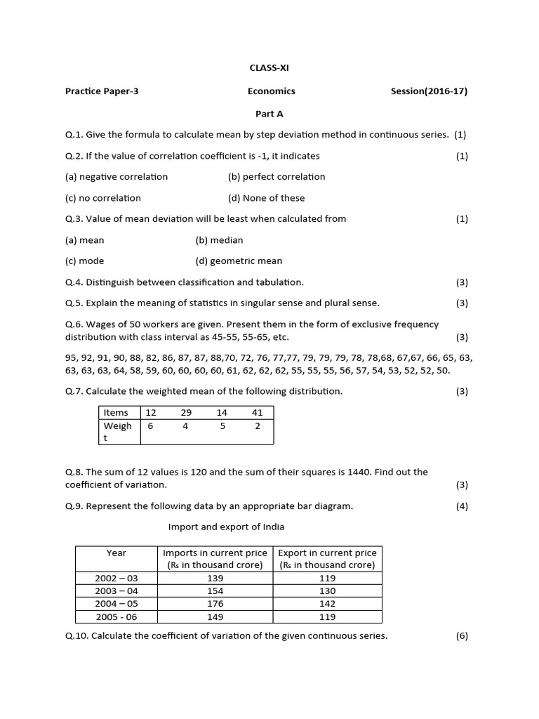 Xi-Practice Paper-Economics-Set-3 | PDF