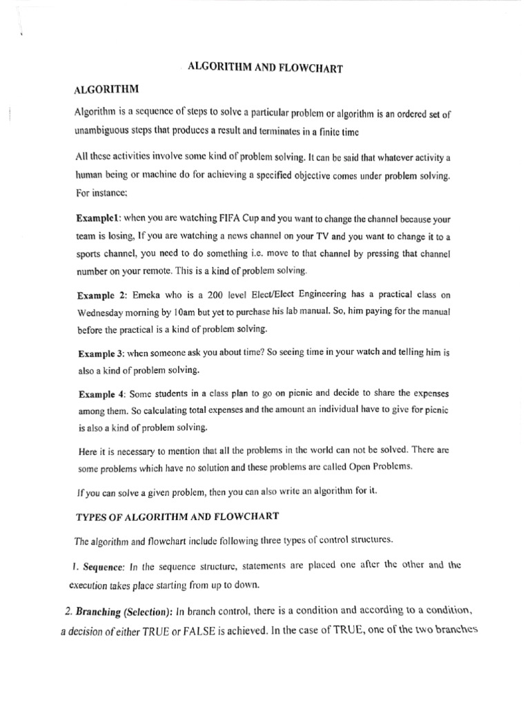 Algorithm and Flow Chart | PDF