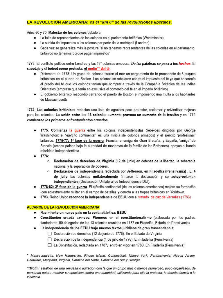 1-Revolución Americana | PDF | revolución Americana | Declaración de ...