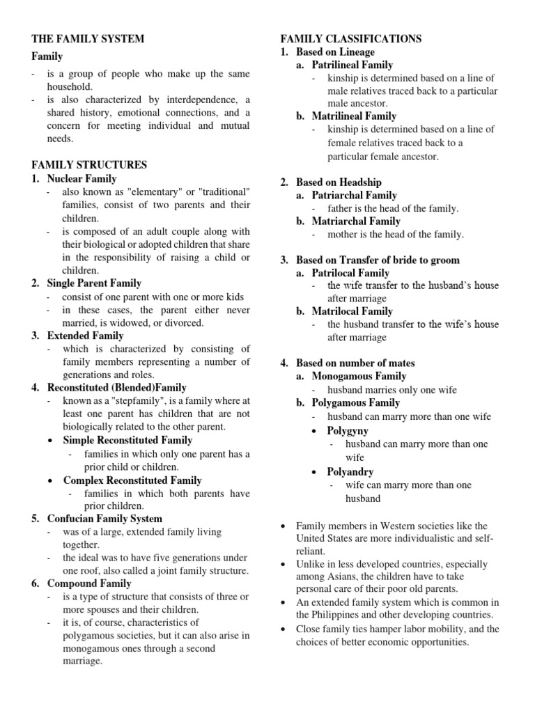 The Family System | PDF | Family | Marriage