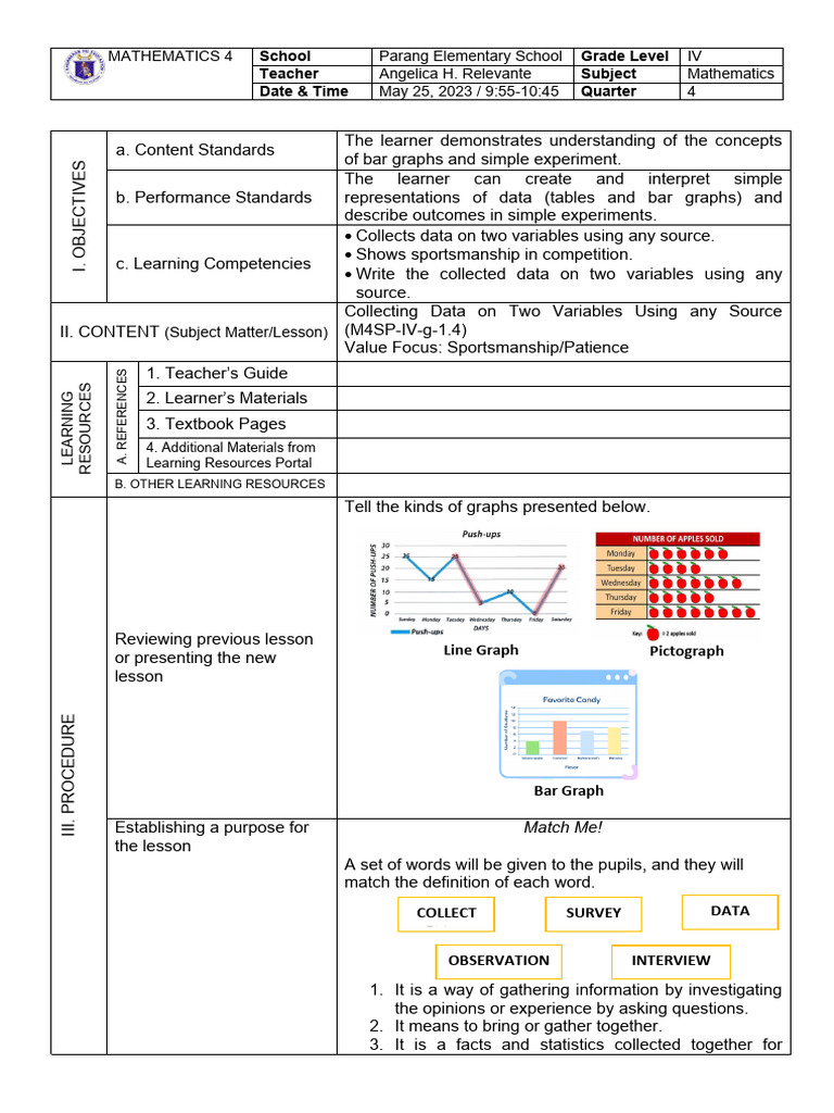 Mathematics 4 Cot | PDF | Learning | Experiment