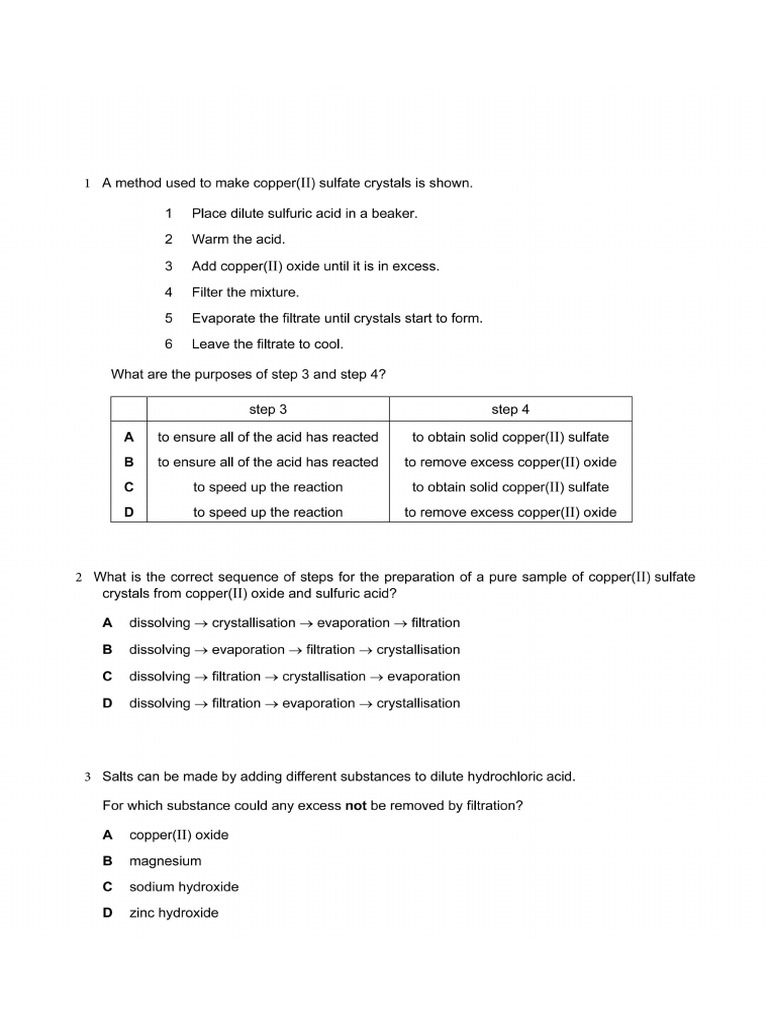 Chemistry Worksheet (Salt) | PDF