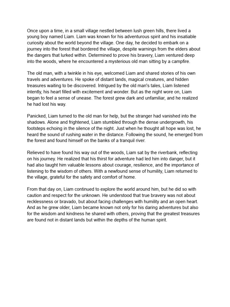 Liam's Wilderness Adventure Story | PDF | Poetry