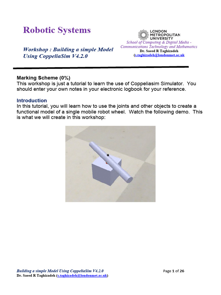 Workshop 1 - Introduction To Robotics With CoppeliaSIm | PDF ...