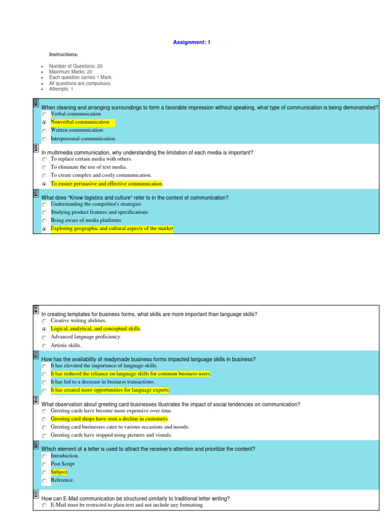 Business Communication Assignment Answers | Download Free PDF | Communication | Mass Media