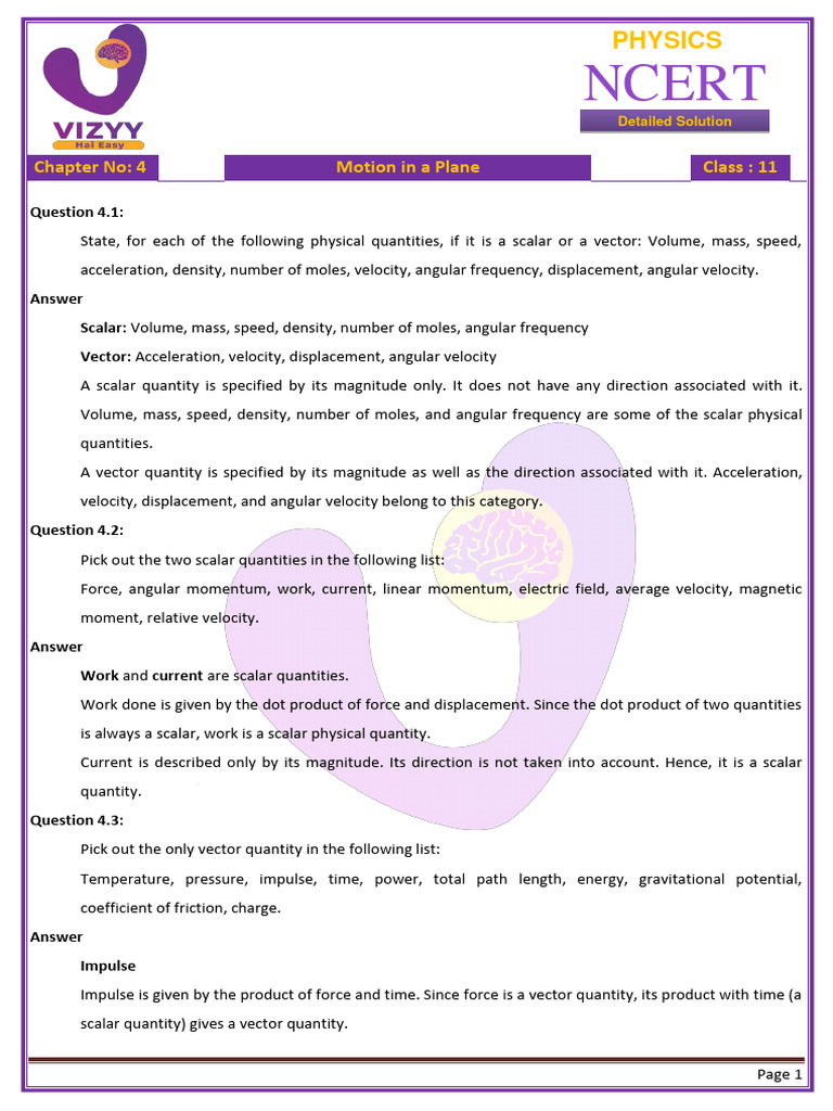 Class 11 Physics: Scalars and Vectors | PDF | Acceleration | Euclidean Vector