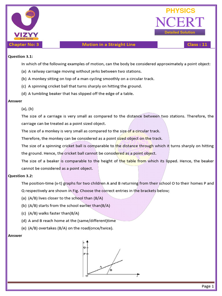 CH 3 Motion in Straight Line | PDF | Velocity | Acceleration