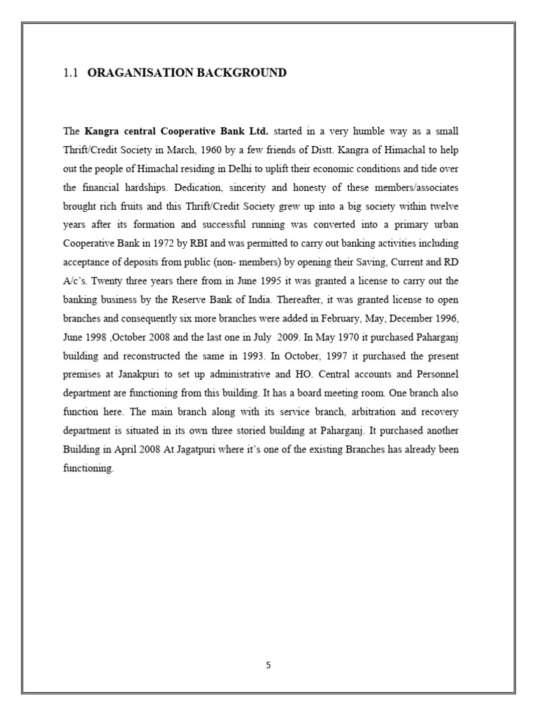 CHAPTER-2 OVERVIEW OF ORGANISATION - Copy | PDF | Banks | Deposit Account