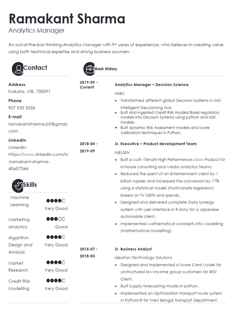 Ramakant Sharma Resume | PDF | Sas (Software) | Analytics