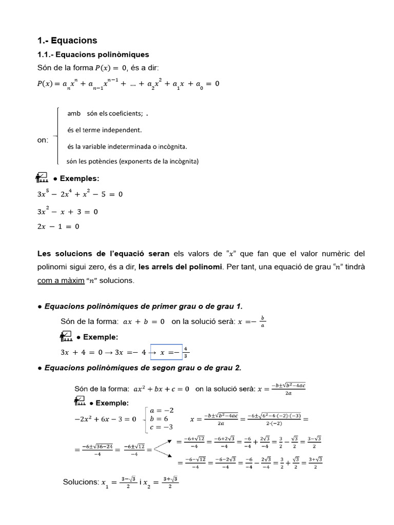Equacions Polinòmiques | PDF