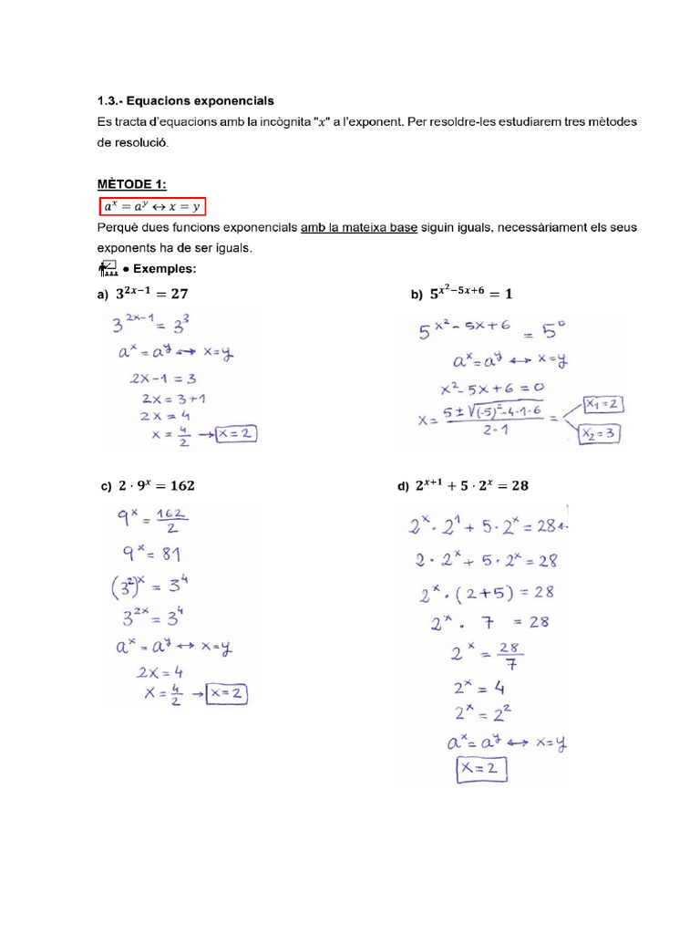 Equacions Exponencials | PDF