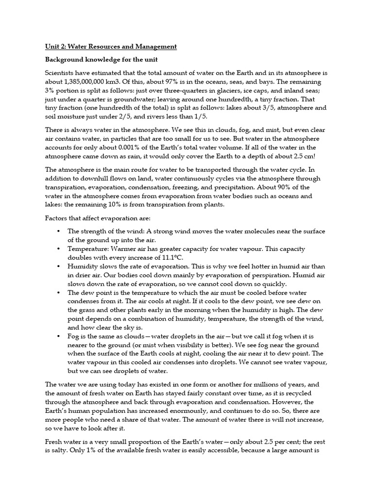 Sources and Management of Water Resources | PDF | Water | Groundwater