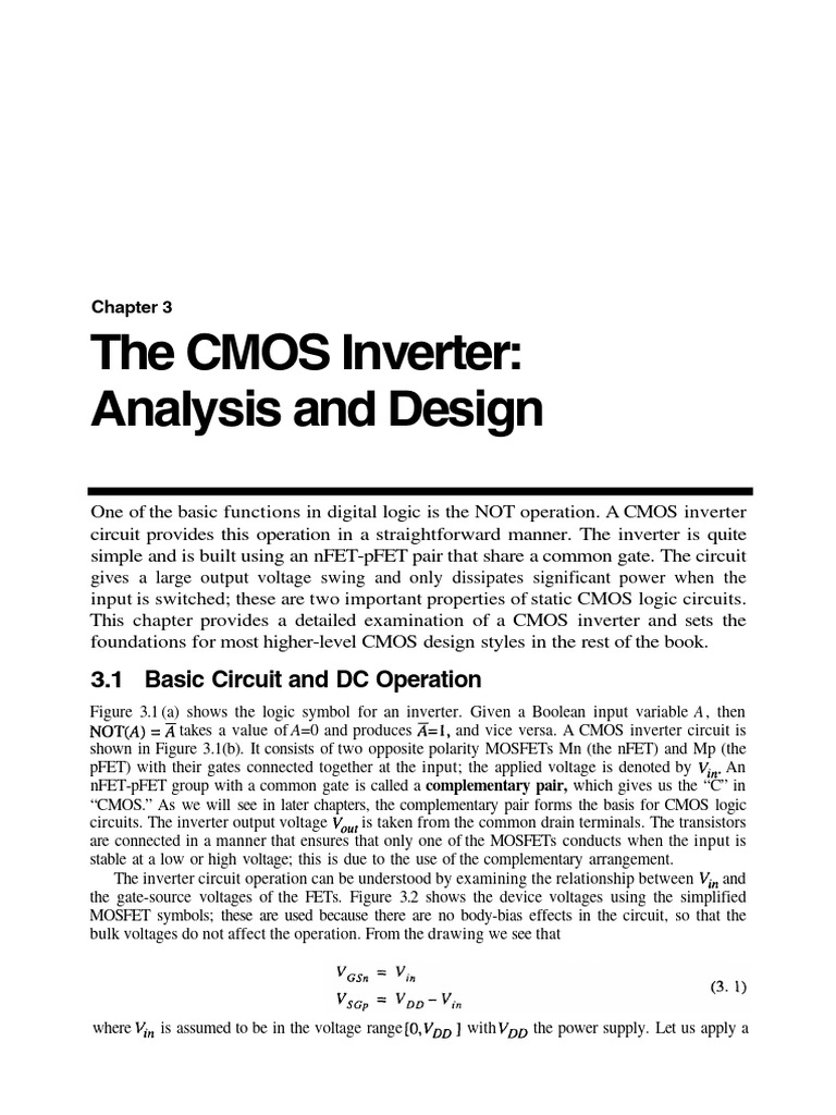 CMOS Inverter Analysis | PDF | Field Effect Transistor | Mosfet
