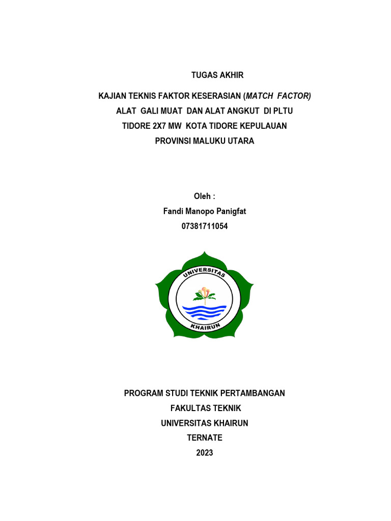 Kajian Keserasian Alat di PLTU Tidore | PDF