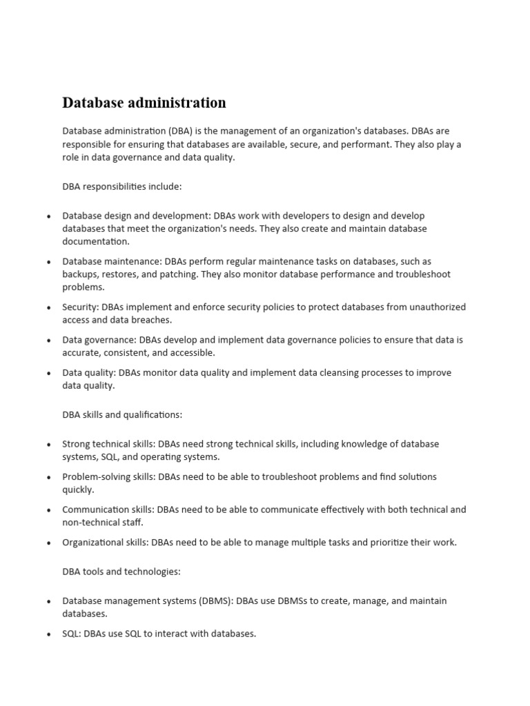 Database Administration | PDF | Databases | No Sql