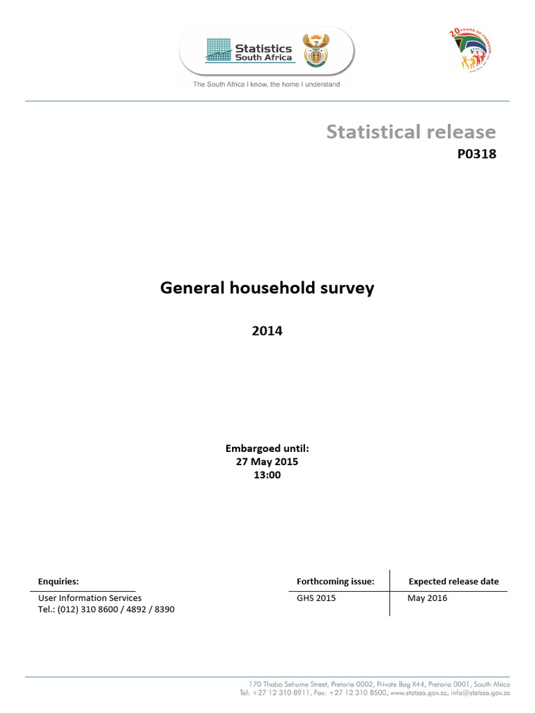 Statistics Sa | PDF | Household | Survey Methodology