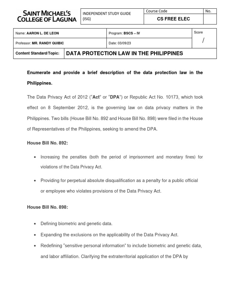 CS FREE ELEC - Activity 1 - de Leon | PDF