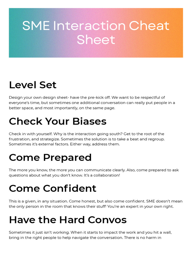 sme cheat sheet | PDF